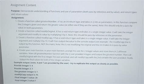 Solved Purpose Demonstrate Understanding Of Functions And