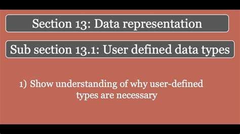 Year 13 Lesson 1 User Defined Data Types YouTube