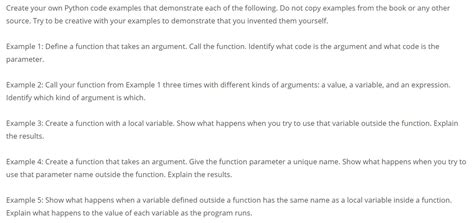 Solved Create Your Own Python Code Examples That Demonstrate