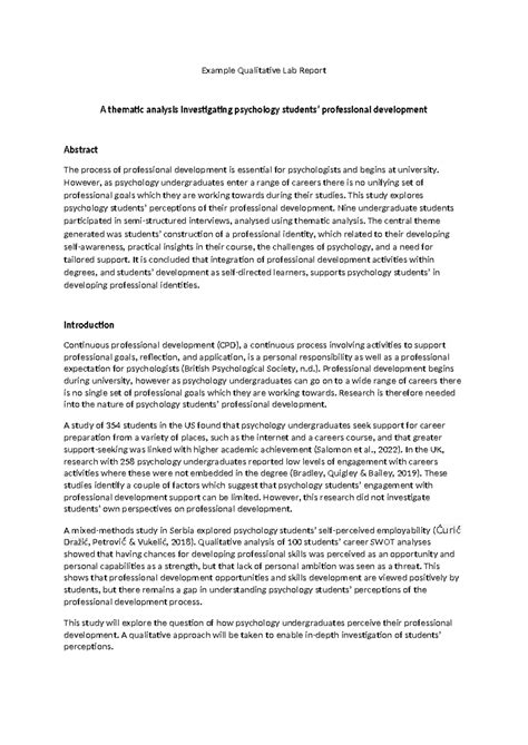 Qualitative Lab Report Analyzing Psychology Babes Professional Development Studocu