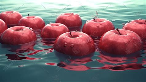 A Surreal 3d Depiction Of Floating Red Apples Powerpoint Background For Free Download Slidesdocs