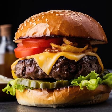 Premium Ai Image Big Classic Beef Burger