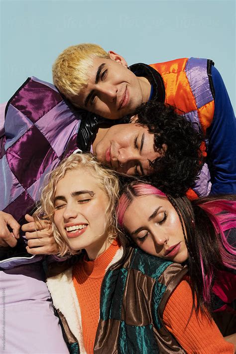 Group Of Friends Having Fun Together Outdoors By Stocksy Contributor María Soledad Kubat