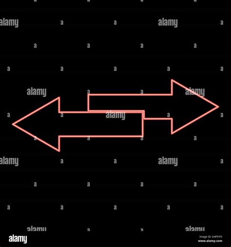 Neon Two Side Arrows Red Color Vector Illustration Flat Style Image