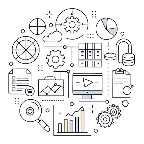 Business Process Improvement Icons Gears Graphs And Data Premium Ai Generated Vector