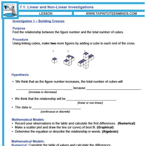 Linear And Non Linear Investigations Identify Linear Relations
