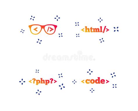 Programmer Coder Glasses Html Markup Language Stock Vector Illustration Of Language Button