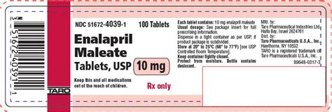Dailymed Enalapril Maleate Tablet