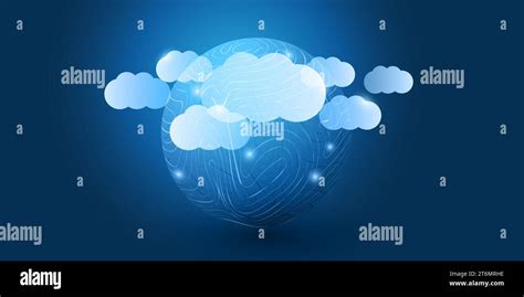 Abstract Blue Cloud Computing Networks Telecommunications Concept Design With Mesh Glowing