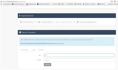 Laravel Forge Configuration What To Put In Server Providersamazonkeysecret Stack Overflow