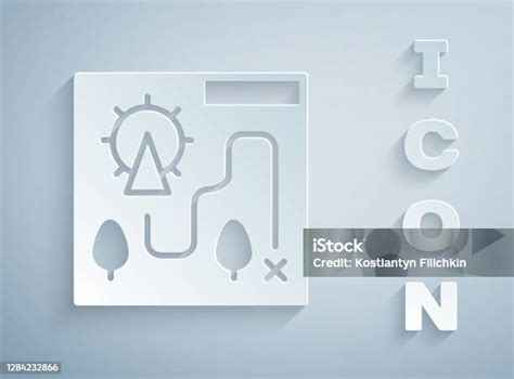 회색 배경에 격리 된 노지 컷 놀이 공원지도 아이콘 휴가 엔터테인먼트 종이 아트 스타일 벡터 3차원 형태에 대한 스톡 벡터 아트 및 기타 이미지 Istock