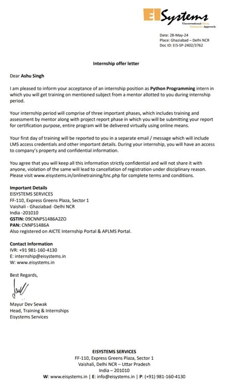 Ashu Singh On Linkedin Internship Pythonprogramming Newbeginnings Careergrowth Eisystem