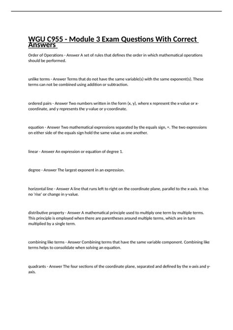 WGU C Module Exam Questions With Correct Answers WGU C Stuvia US