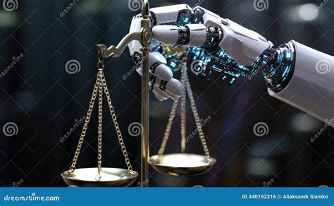 Ai Ethics Ai Robotic System Voicing No Bias With Balanced Scales Justice Vector Illustration