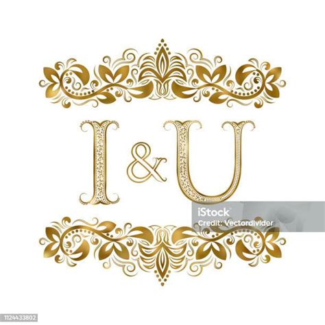 나 고 U 빈티지 이니셜 기호입니다 글자 장식 요소에 의해 포위 된다 결혼식 또는 로얄 스타일에서 비즈니스 파트너 모노 그램입니다 고풍스런에 대한 스톡 벡터 아트 및 기타