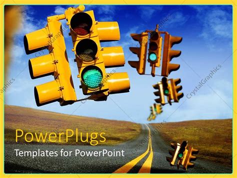 PowerPoint Template A Lot Of Traffic Signals On Top Of The Road