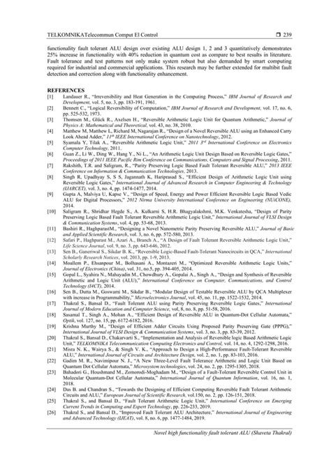 Novel High Functionality Fault Tolerant Alu Pdf