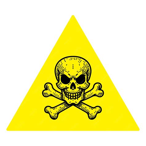 Premium Vector Danger Triangle Sign With Skull And Crossbones Hazard