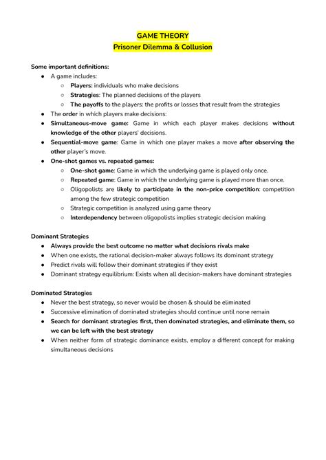 Business Economics C6 Game Theory Sequential Game Game Theory Prisoner Dilemma And Collusion