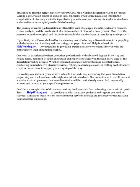 Rguhs Msc Nursing Dissertation Topics Pdf Thesis Nursing