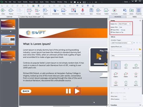 Adobe Captivate 2019 Steps To Create Custom Play Pause Button Using Advanced Actions