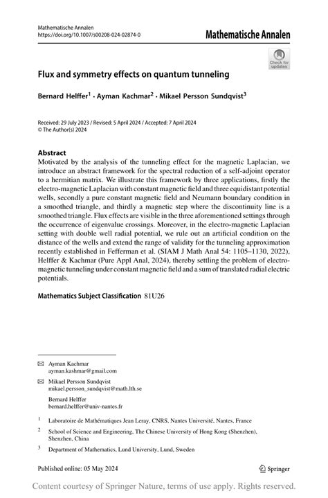 Pdf Flux And Symmetry Effects On Quantum Tunneling