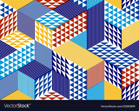 Seamless Cubes Background Rhombus And Triangles Vector Image