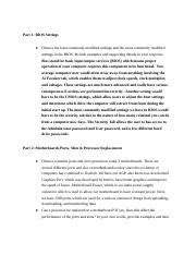 Unit Bios And Motherboards Docx Part BIOS Settings Discuss The Least Commonly Modified