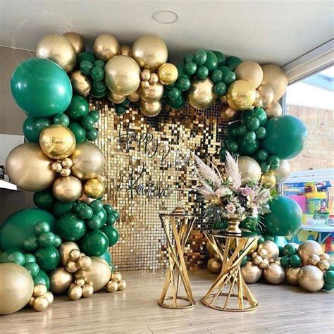 Green And Gold Balloon Arch Garland Kit Metallic Gold Ball…
