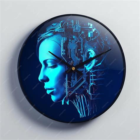 Premium Ai Image A Blue Clock With A Womans Face And The Words The Time Of 3 00
