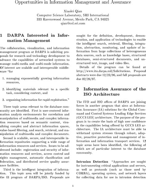 Opportunities In Information Management And Assurance Acm Sigmod Record