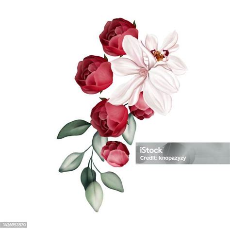 모란 장미 및 유칼립투스 잎이있는 우아한 꽃다발 개화기에 대한 스톡 벡터 아트 및 기타 이미지 개화기 겨울 결혼식