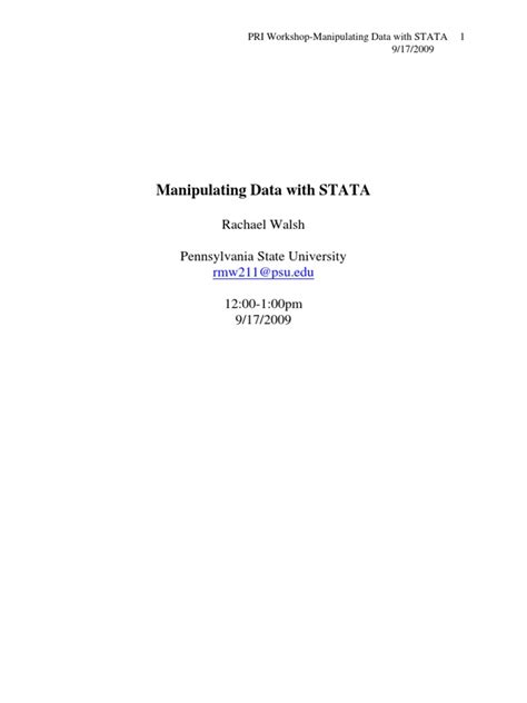 Manipulating Data With Stata Pdf Factor Analysis Dummy Variable Statistics