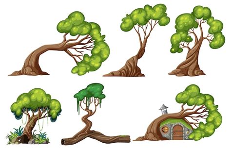 Premium Vector Set Of Tree And Tree House