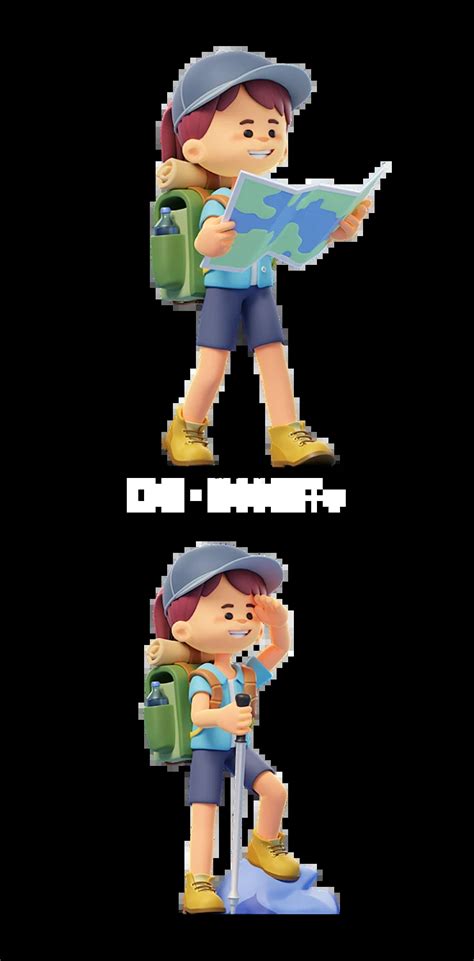 3d立体户外旅行探险路亚钓鱼卡通女孩人物blender模型源文件 花瓣网