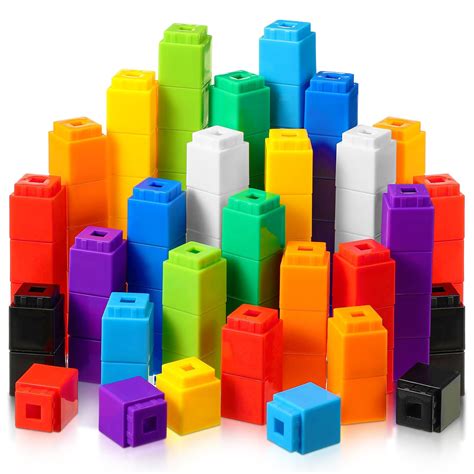 Jenaai 100 Pcs Linking Cubes Plastic Math Cubes Manipulative Counting Blocks Stem