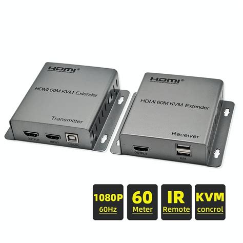 Hdmi 60m Kvm Extender Hdmi Usb Extender Over Cat5e 6 1080p 4k Usb Hdmi Kvm Extender Splitter