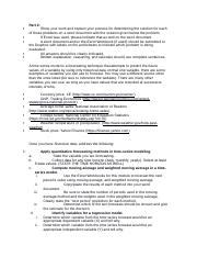 Statistics Instructions Forecasting Docx Part Show Your Work And Explain Your Process For