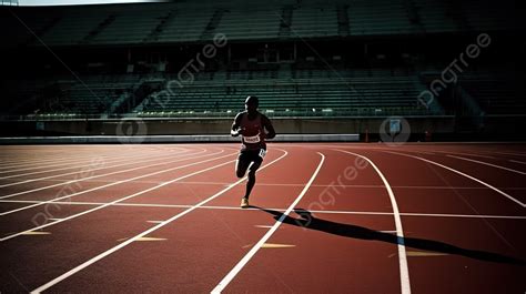 Man Running On A Track In A Stadium Background Athlete Running On Track Stadium Hd Photography