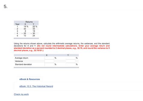 Solved Using The Returns Shown Above Calculate The Chegg