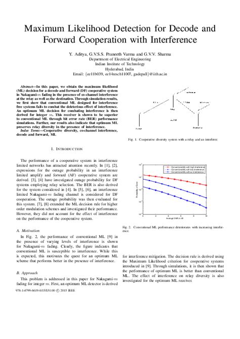 Pdf Maximum Likelihood Detection For Decode And Forward Cooperation