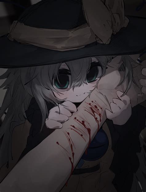 Mr Turtle Head Komeiji Koishi Touhou Highres Girl Black Hat Bleeding Blood Blood On