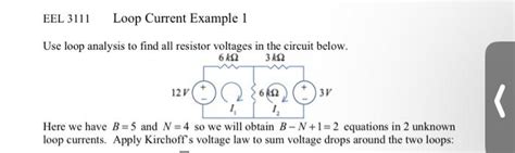 Solved EEL 3111 Loop Current Example 1 Use Loop Analysis To Chegg Com