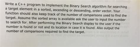 Solved Write A C Program To Implement The Binary Search Chegg