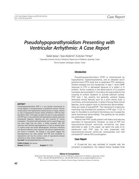 Pdf Pseudohypoparathyroidism Presenting With Ventricular Arrhythmia A Case Report