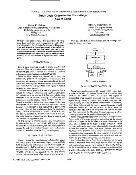 pdf fuzzy logic controller for micro robot soccer game