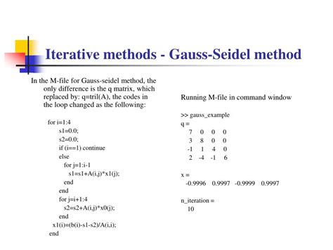 PPT MATLAB EXAMPLES Matrix Solution Methods PowerPoint Presentation