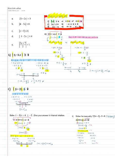 Absolute Value Pre Calculus Studocu