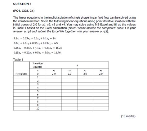 Solved Question 3 P01 Co2 C4 The Linear Equations In The
