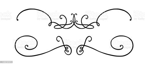 청첩장 및 기타 디자인을위한 모노그램 또는 분배기로 장식을 번성하십시오 손으로 그린 그림은 흰색 배경에서 고립되어 번성합니다 벡터 일러스트 레이 션 검은색에 대한 스톡 벡터